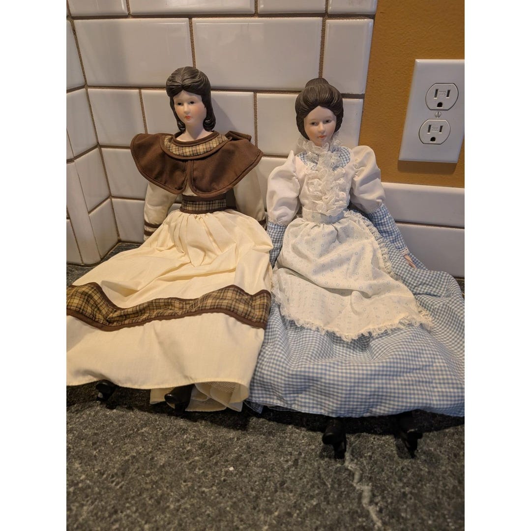 Russ Little Women Jo & Meg Dolls Style No 1627 1626 Porcelain Ceramic ...