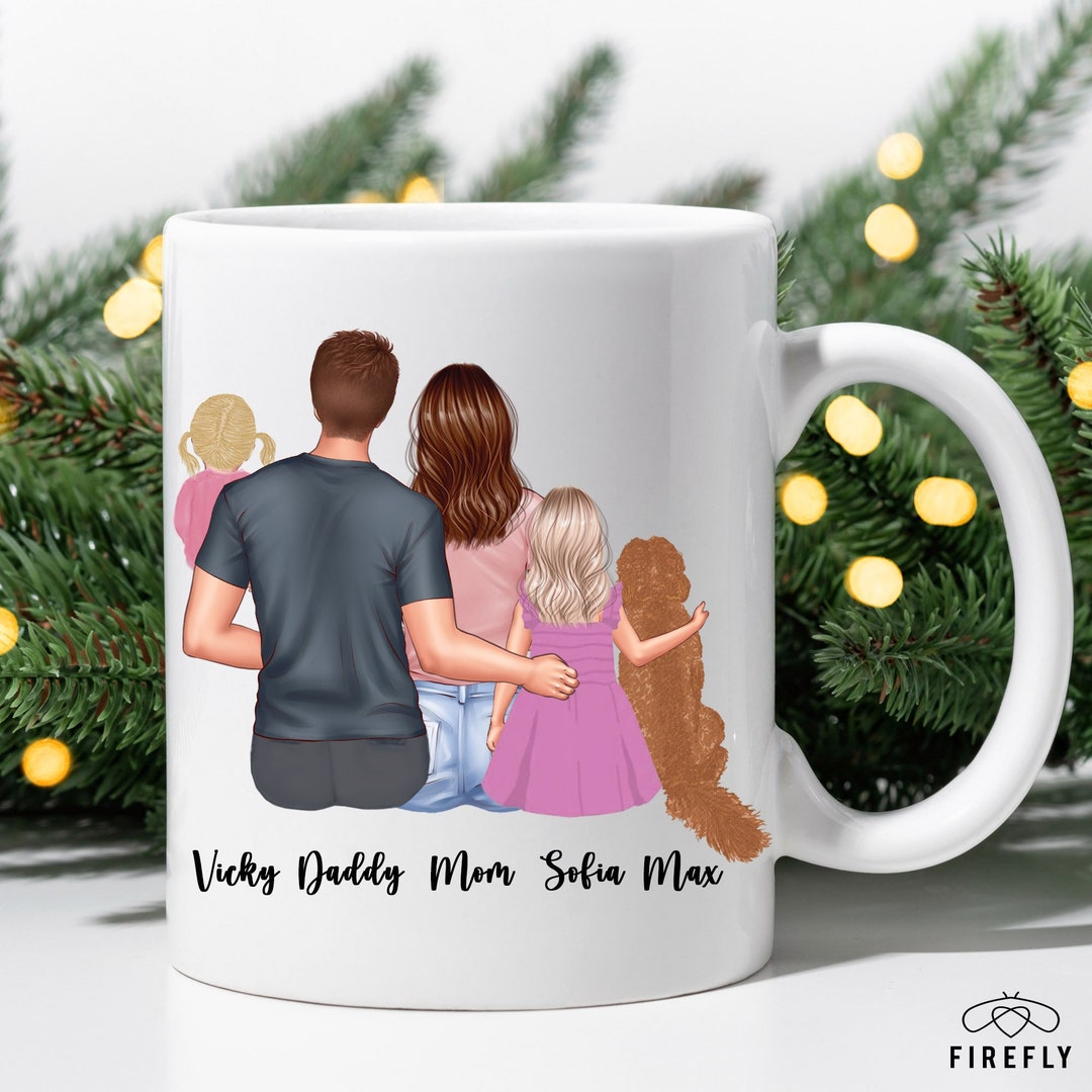 Personalized Family Portrait Mug With Pets - Custom Family Mug, Best ...