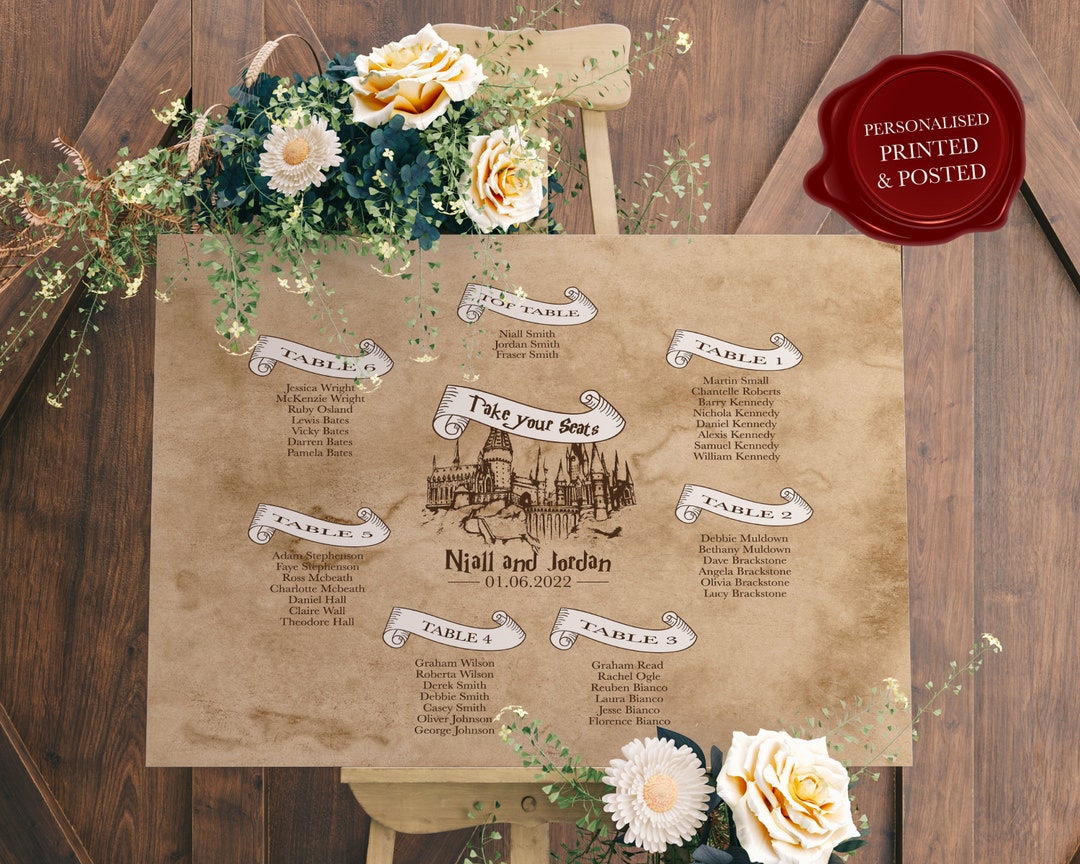 Wizard Wedding Sign Wizard Seating Chart Wedding Table Plan Vintage ...