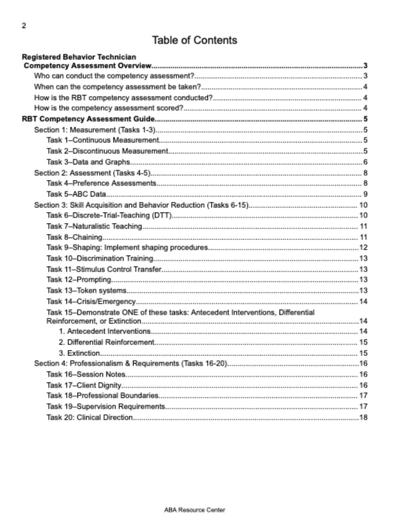 Registered Behavior Technician (RBT) Competency Assessment Study Guide ...