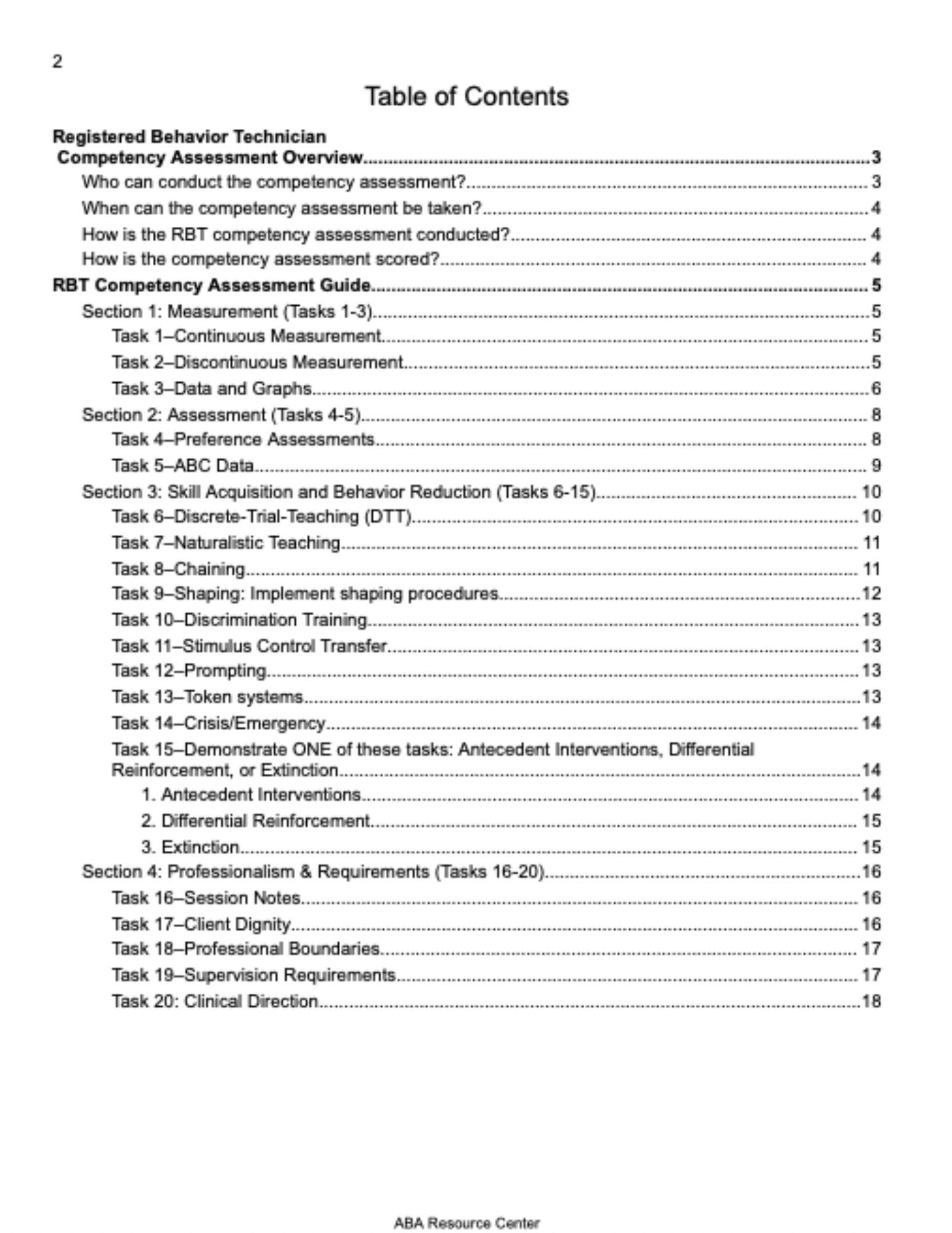 Registered Behavior Technician (RBT) Competency Assessment Study Guide ...