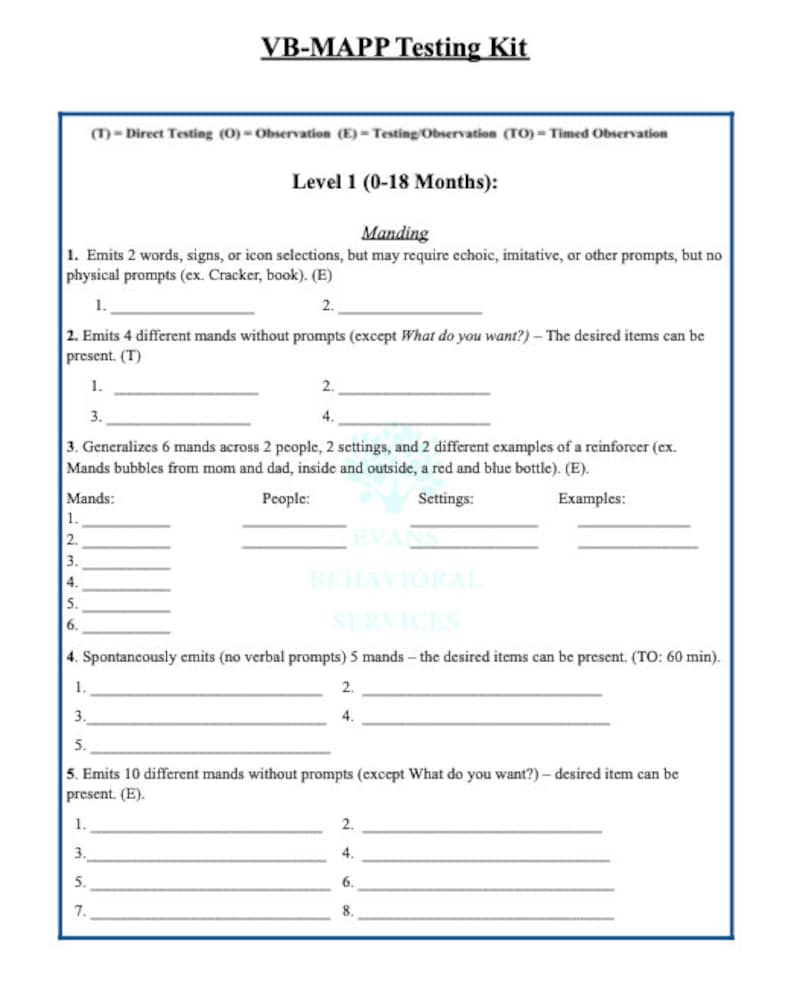 VB-MAPP Kit: Level 1 Digital - Etsy