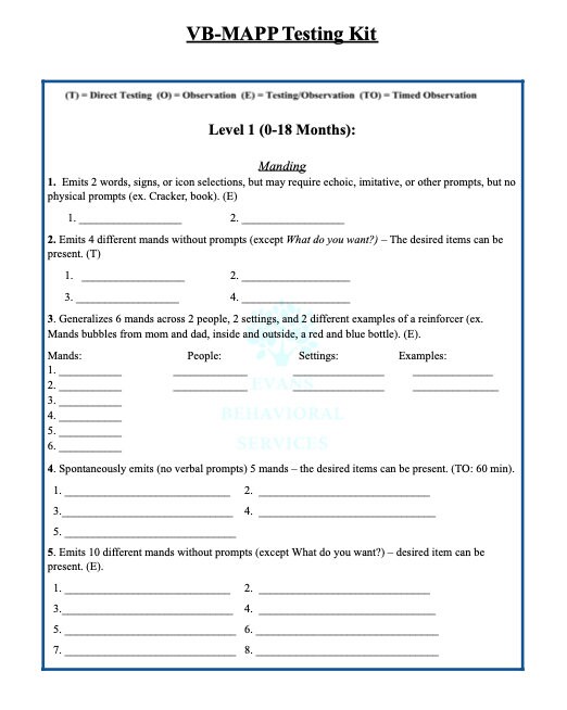 VB-MAPP Kit: Level 1 Digital - Etsy