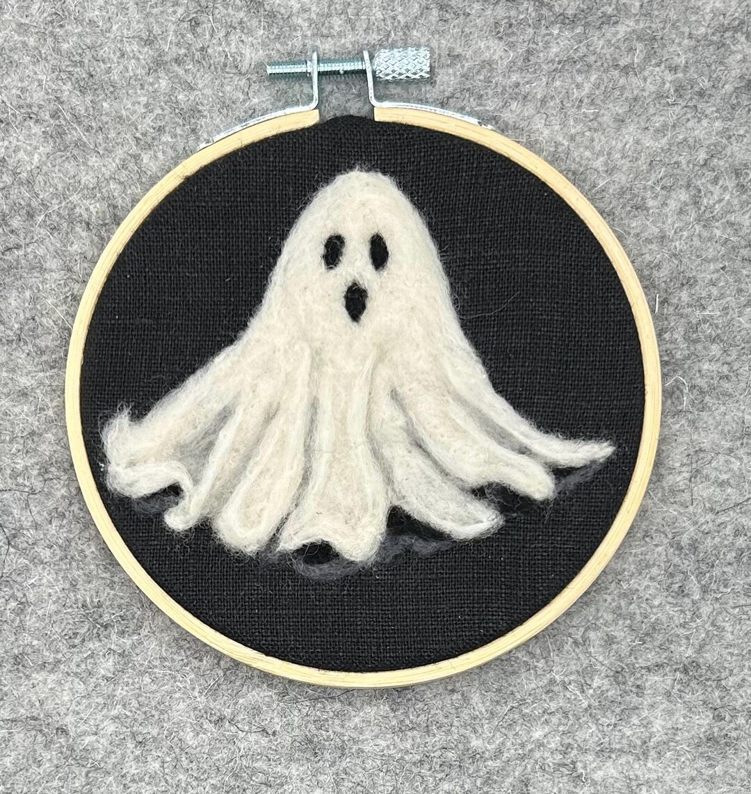 Ghost Ornament Needle Felted Wool Painting. Adorable Ghost 4" Ornament ...