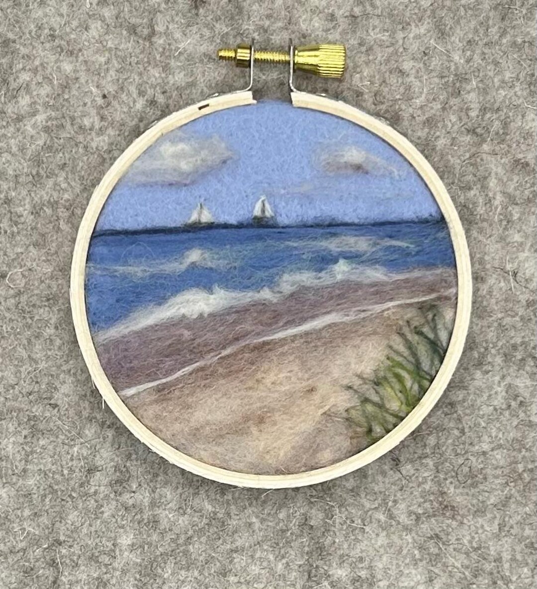 Needle Felted Beach Scene Made With Wool - Etsy