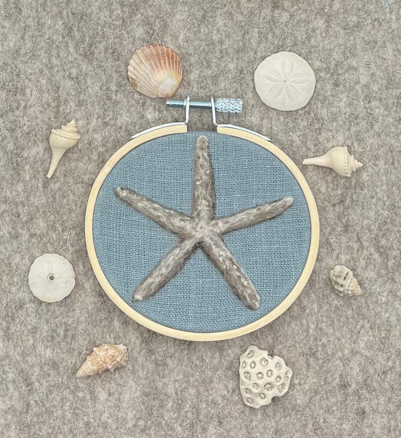 Needle Felted Starfish Wool Painting. Beach Art, Starfish Felting ...