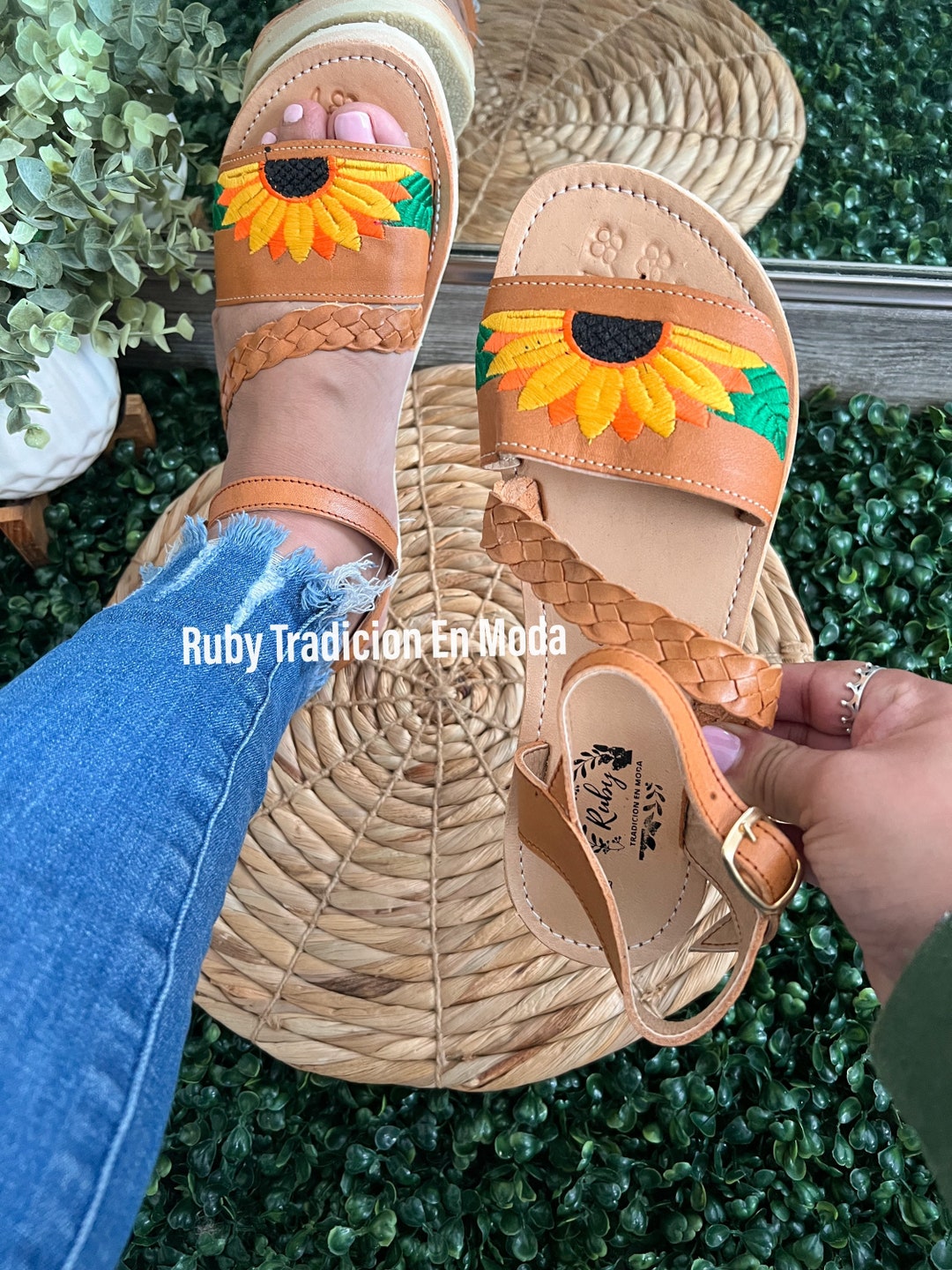 Marisol Huaraches Sunflower Huaraches Embroidered Sandals Huaraches ...