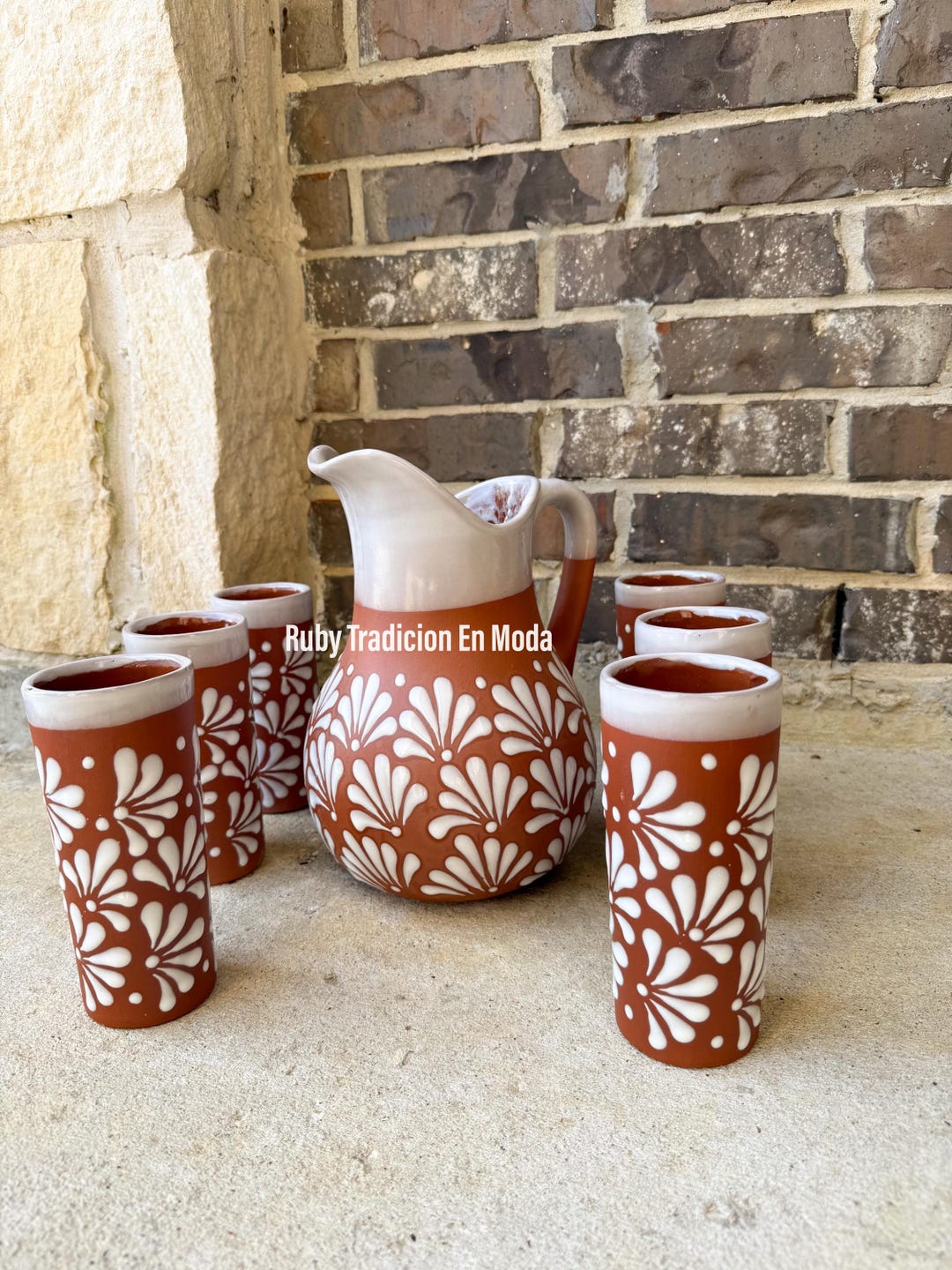 Handmade Mexican Pitcher / Talavera Inspired Design / Ceramic Pitcher ...