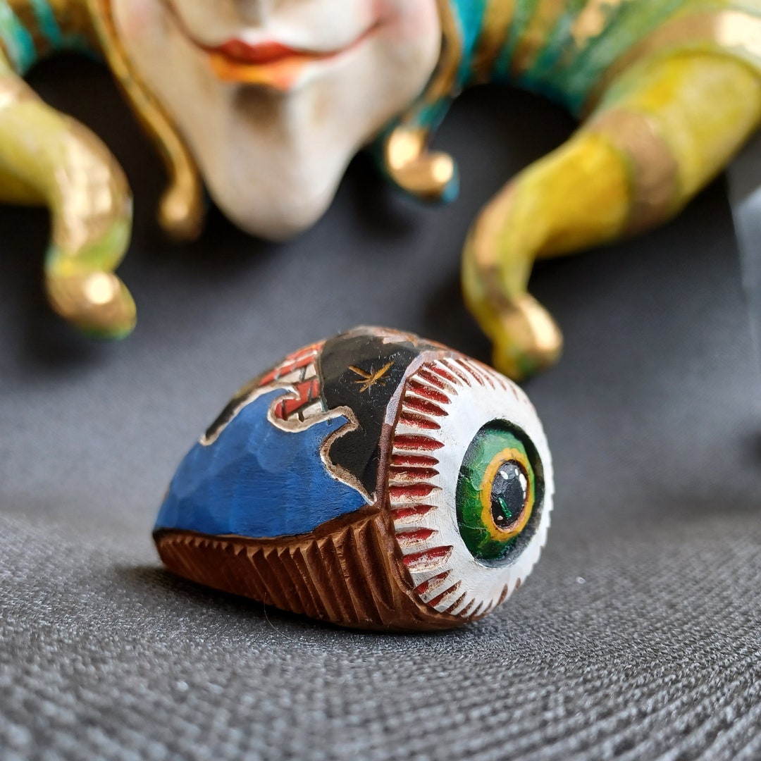 Cyclops Larva Doodle (handmade Wood Carving - Hand Carved and Painted ...