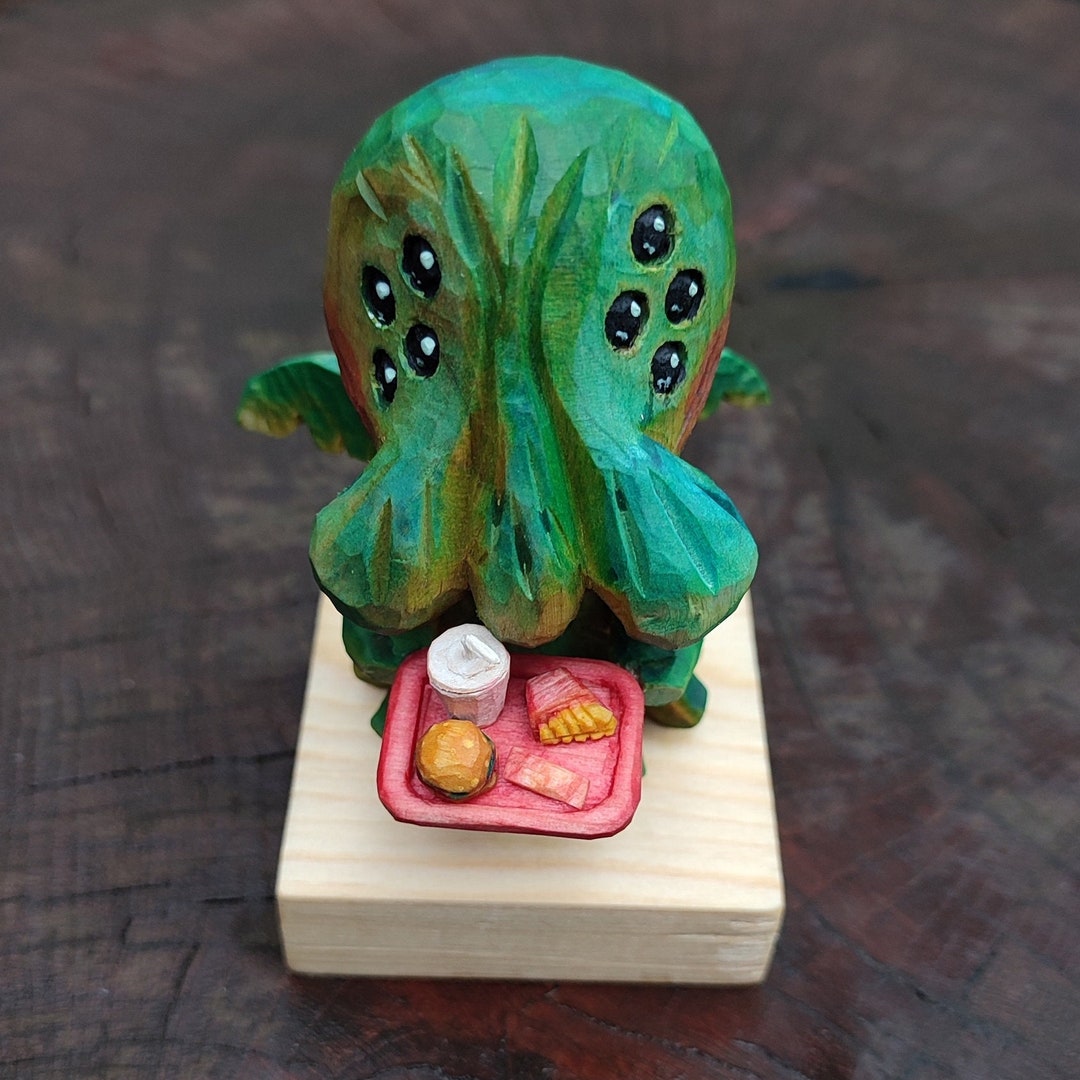 Hungry Cthulhu (handmade Wood Carving - Hand Carved and Painted Wooden ...