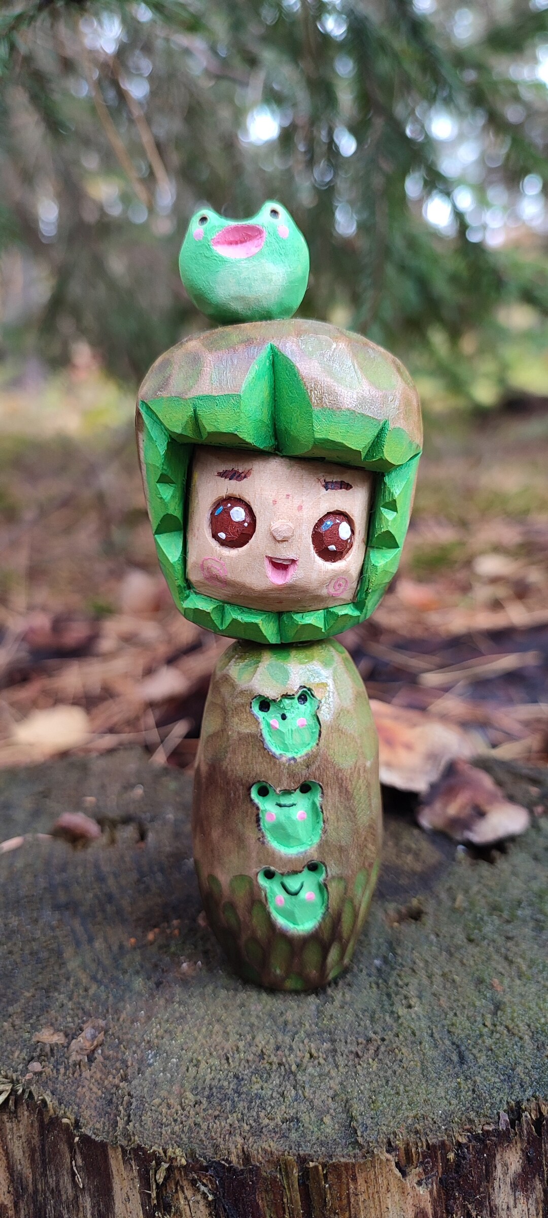 Froggy Dude handmade Wood Carving Hand Carved and Painted Wooden Art ...