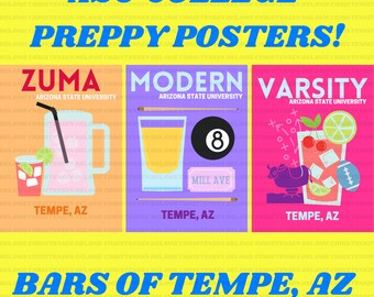 Preppy Bar Poster - Etsy