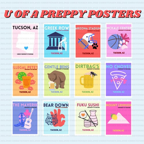 University of Arizona Poster Set - Etsy