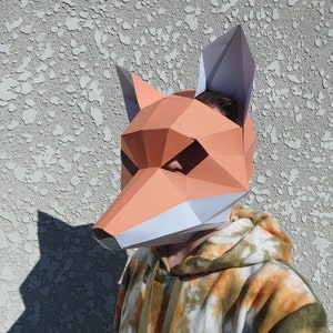 Fox Masks, Low Poly Papercraft DIY Mask, Template Paper Mask Animal ...