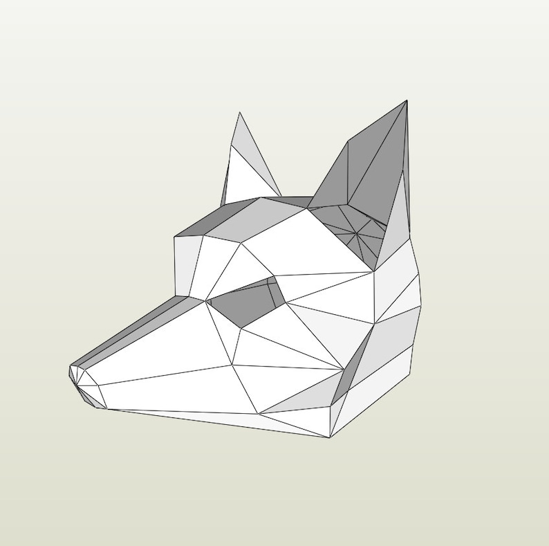 Fox Masks, Low Poly Papercraft DIY Mask, Template Paper Mask Animal ...