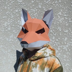 Fox Masks, Low Poly Papercraft DIY Mask, Template Paper Mask Animal ...