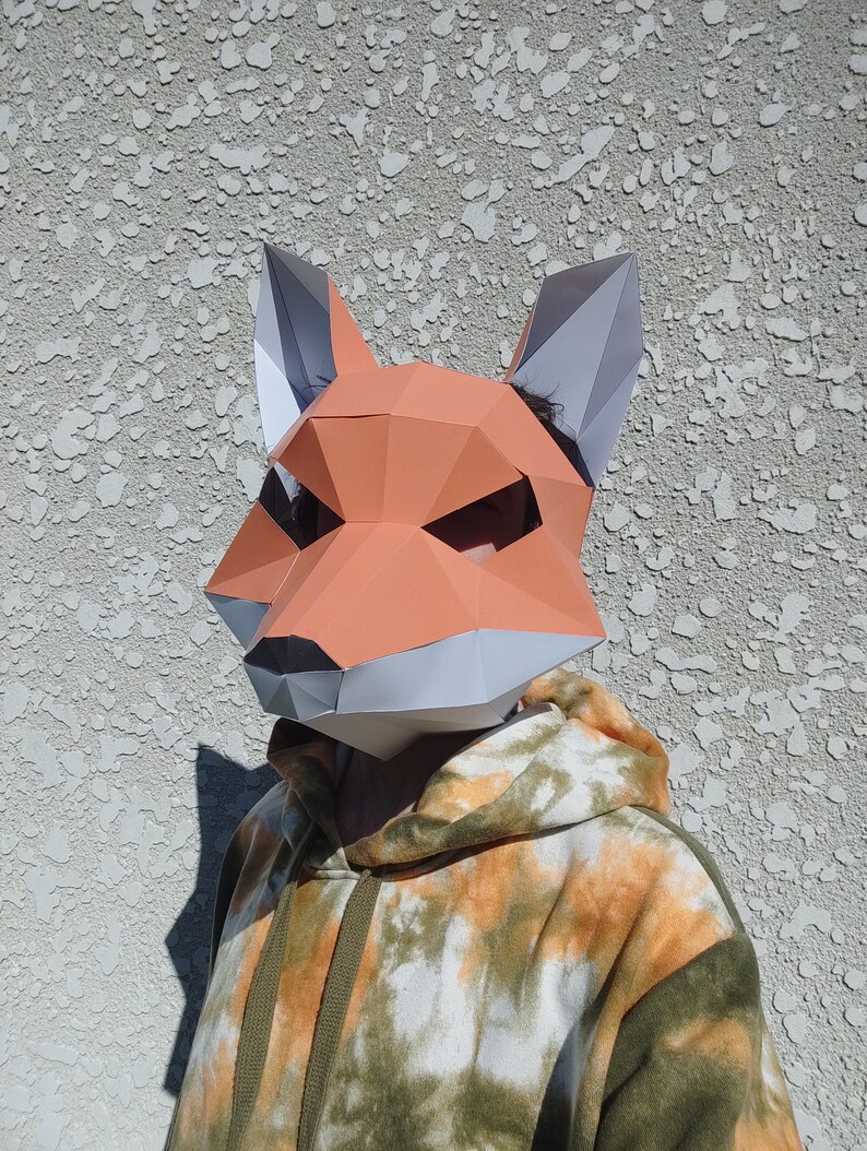 Fox Masks, Low Poly Papercraft DIY Mask, Template Paper Mask Animal ...