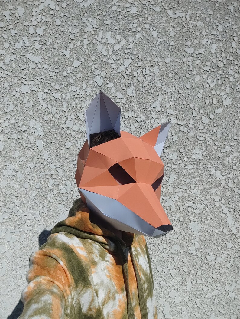 Fox Masks, Low Poly Papercraft DIY Mask, Template Paper Mask Animal ...