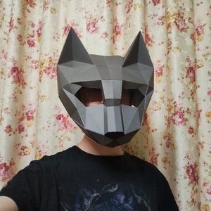 Cat Masks, Low Poly Papercraft DIY Mask, Template Paper Mask Home ...