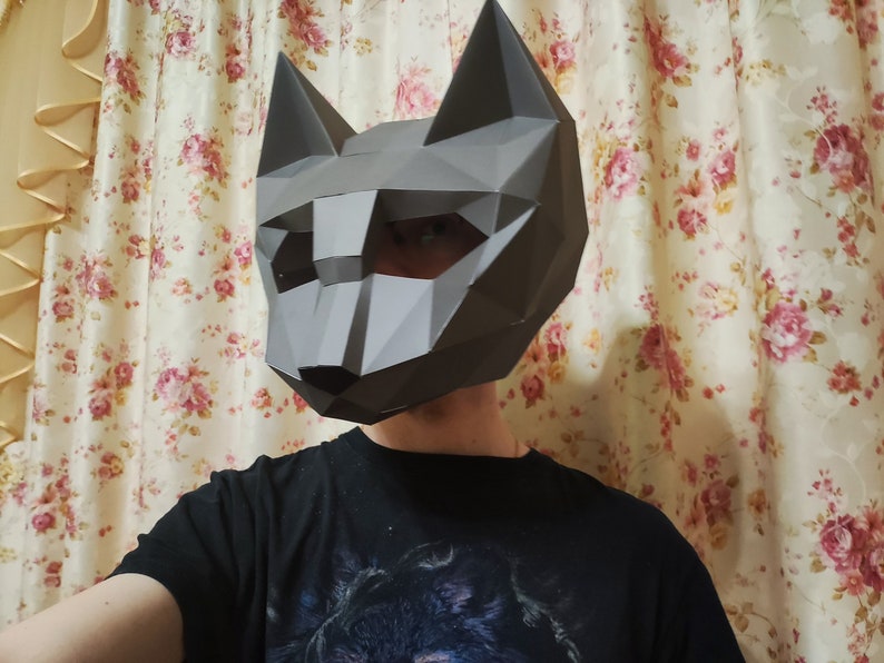 Cat Masks, Low Poly Papercraft DIY Mask, Template Paper Mask Home ...