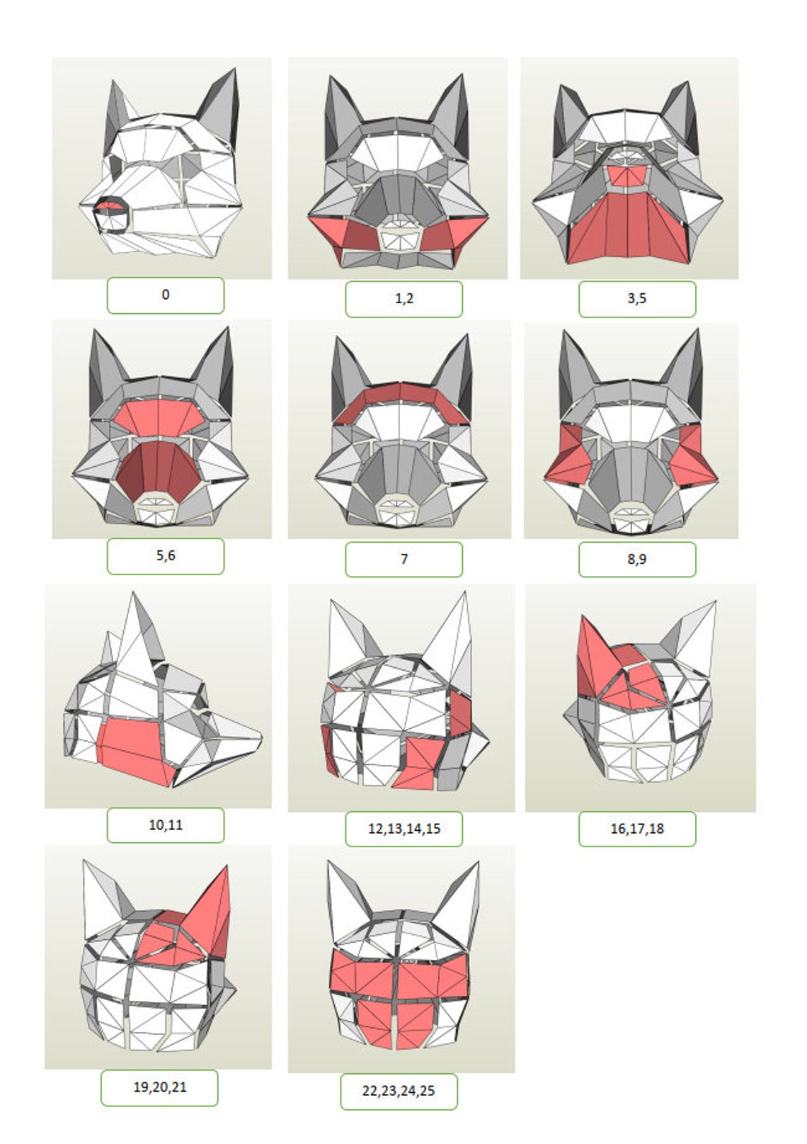 Fox Masks, Low Poly Papercraft DIY Mask, Template Paper Mask Animal ...