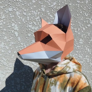 Fox Masks, Low Poly Papercraft DIY Mask, Template Paper Mask Animal ...