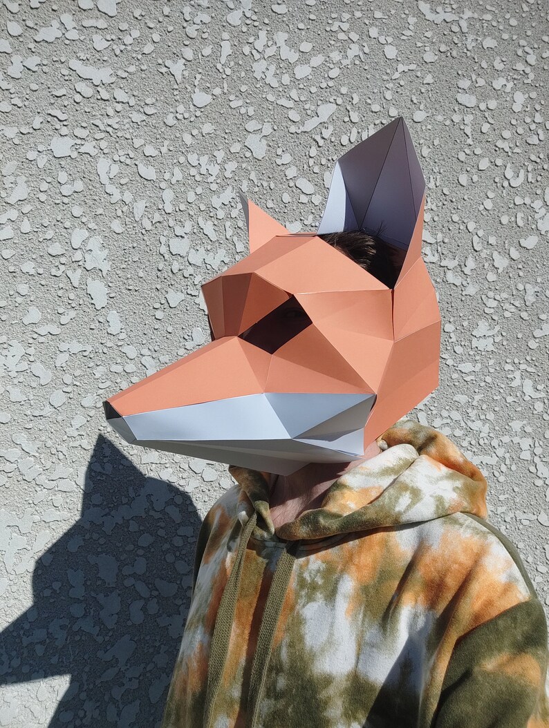 Fox Masks, Low Poly Papercraft DIY Mask, Template Paper Mask Animal ...