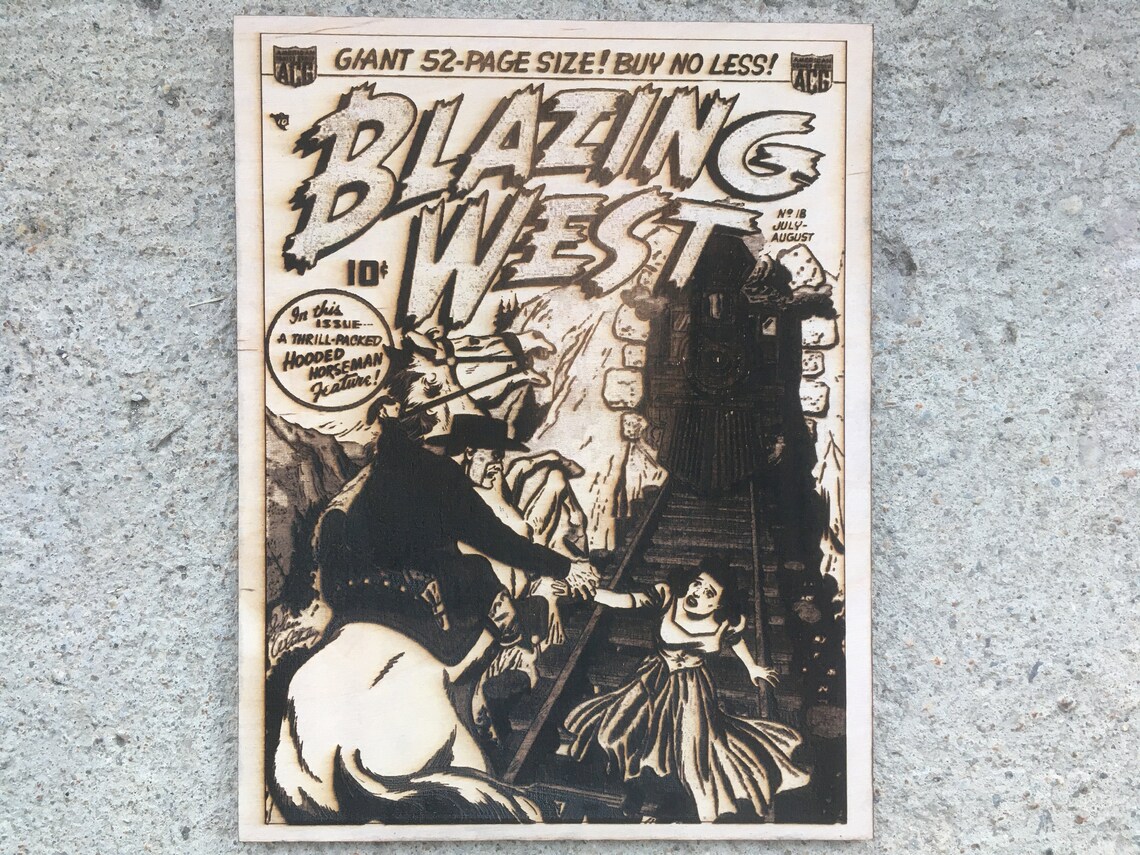 Engraved Wood Comic Book Cover BLAZING WEST 18, 1951 - Etsy