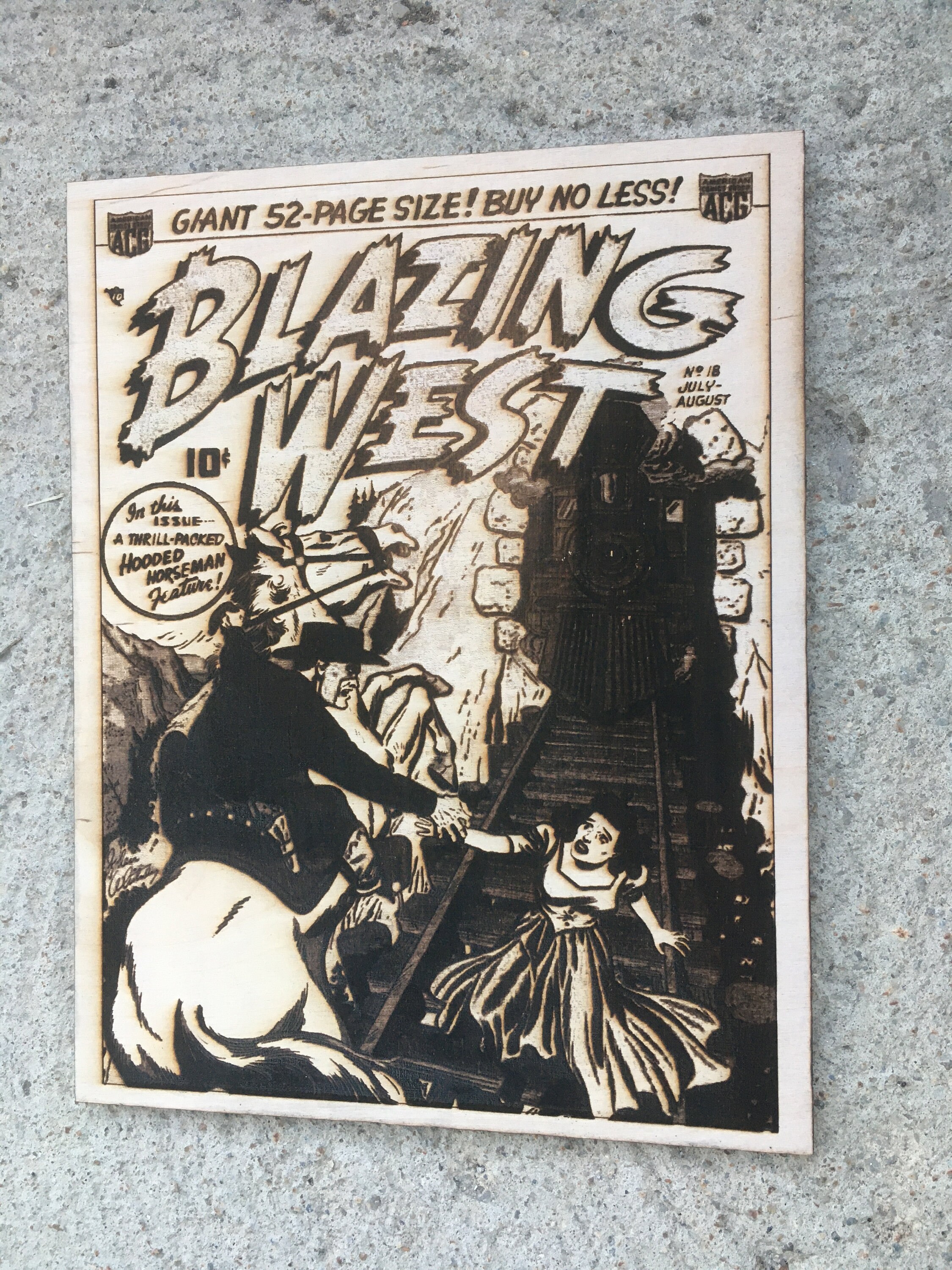 Engraved Wood Comic Book Cover BLAZING WEST 18, 1951 - Etsy