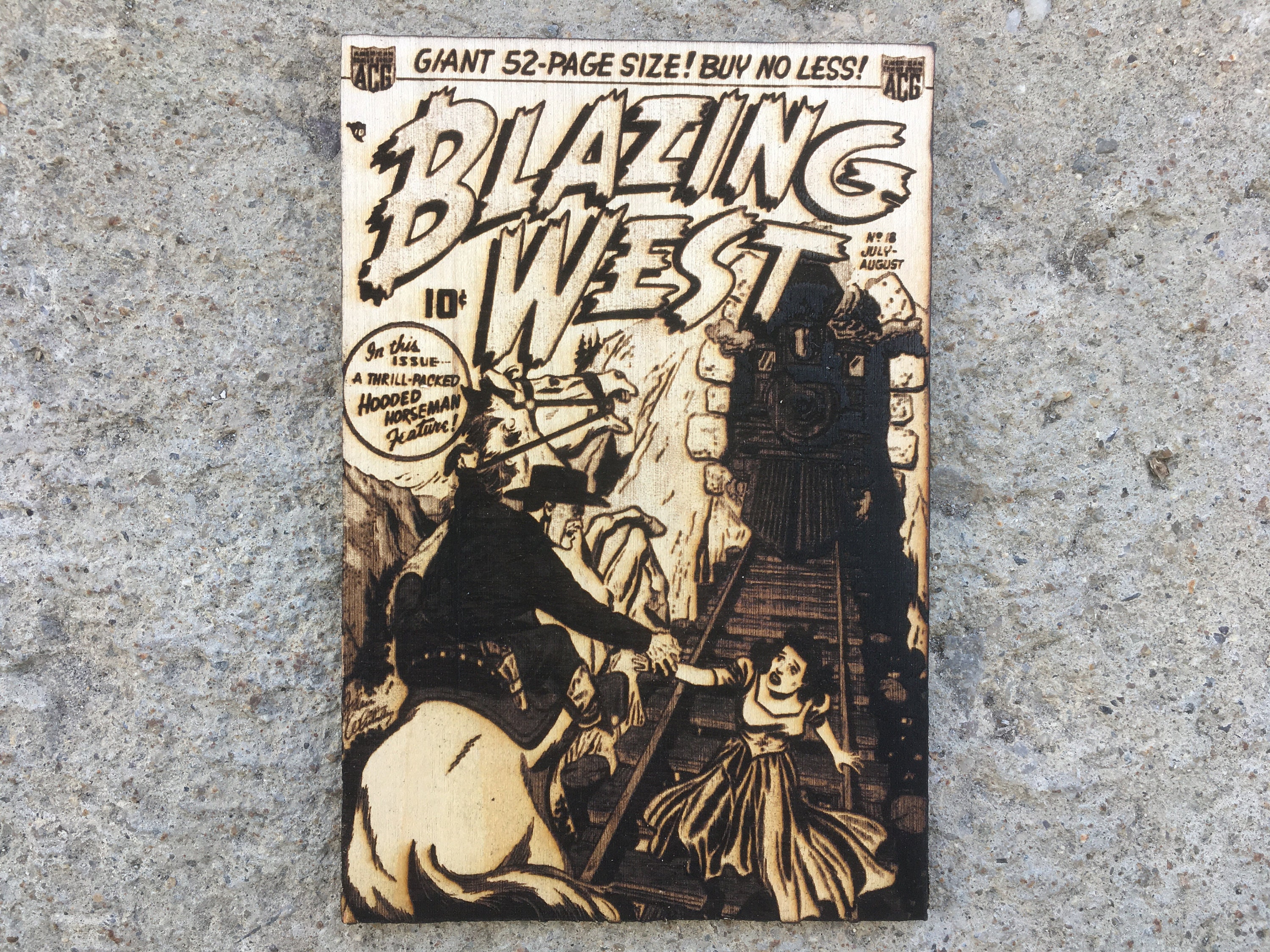 Engraved Wood Comic Book Cover BLAZING WEST 18, 1951 - Etsy