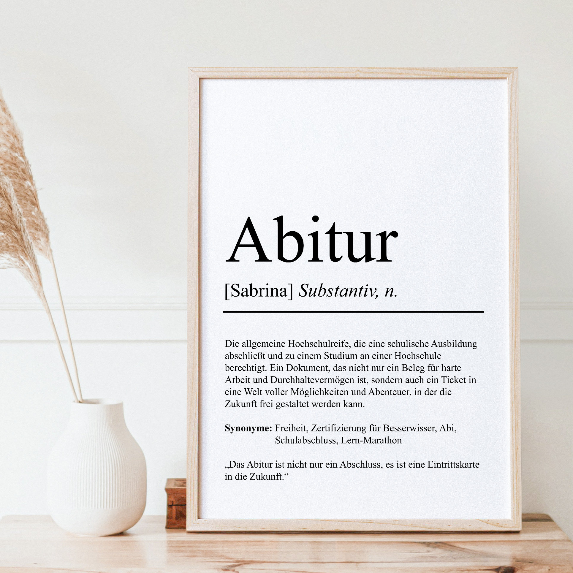 Abitur Definition Poster personalisierbar mit Namen Abschluss Poster Abitur Geschenk zum ...