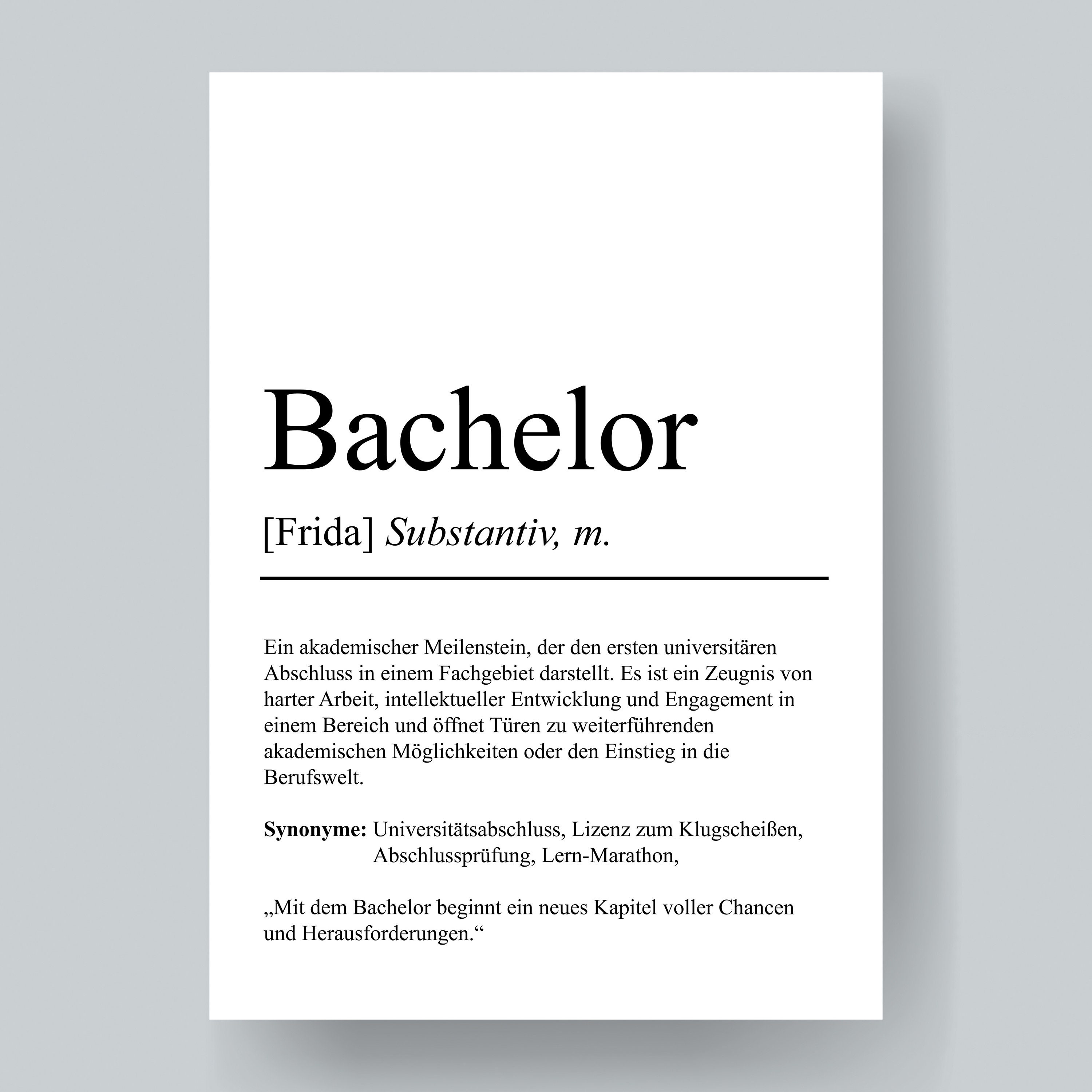 Bachelor Definition Poster personalisierbar mit Namen Abschluss Poster ...