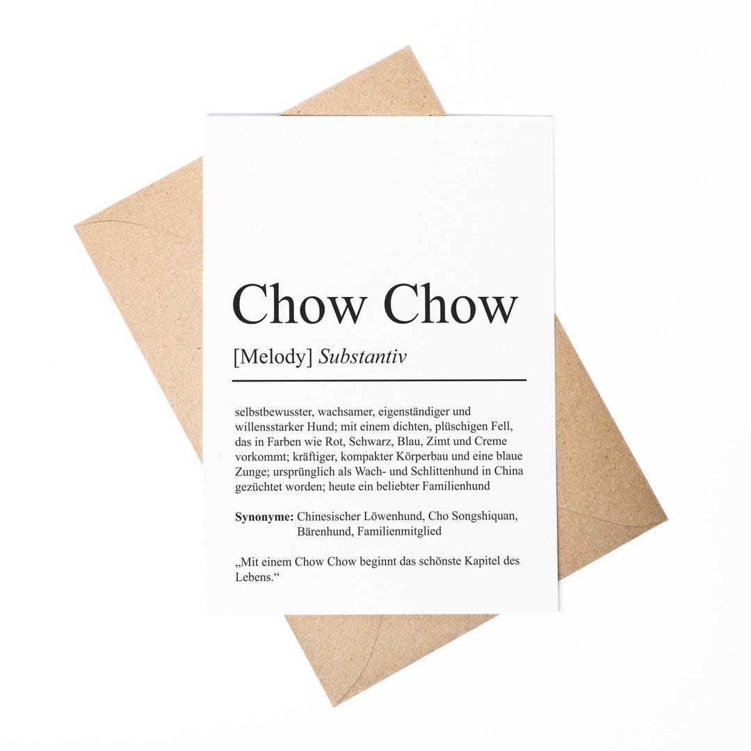 Chow Chow Definition Card Personalizable With Name Dog Breed Greeting ...