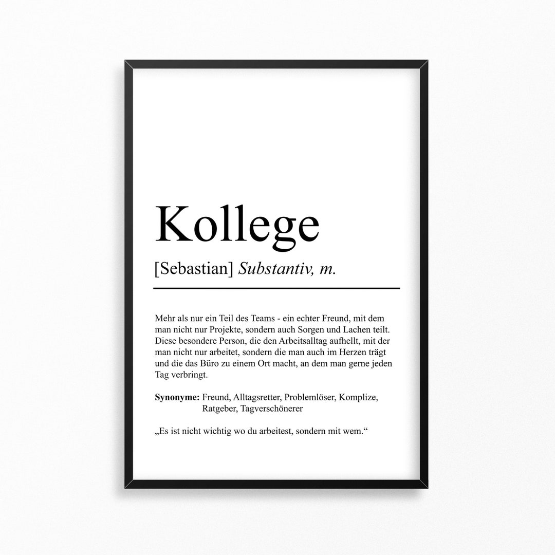 Kollege Definition Poster personalisierbar mit Namen Beruf Poster ...