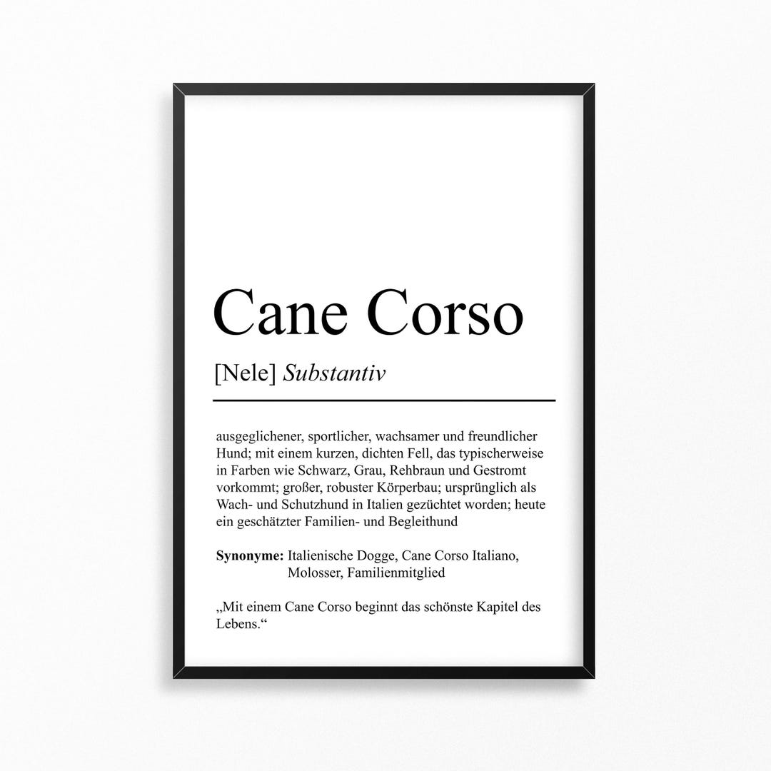 Cane Corso Definition Poster personalisierbar mit Name Hunde Rasse ...