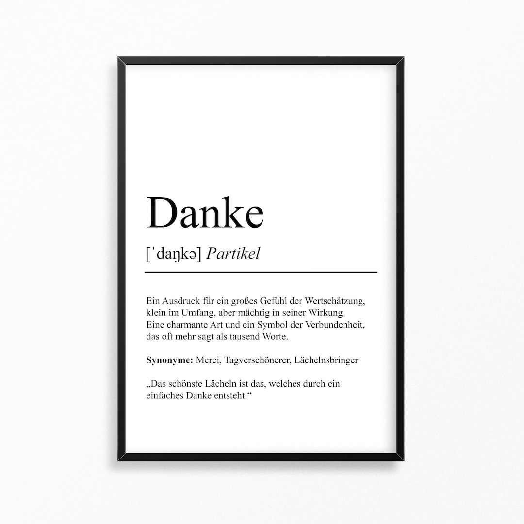 Thank You Definition Poster Emotion Wall Decoration Gift for Her Moving ...