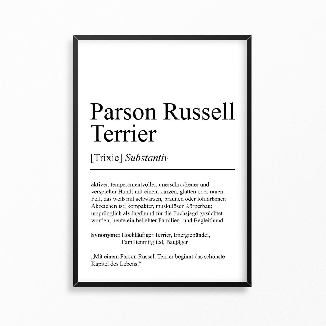 Parson Russell Terrier Definition Poster Customizable With Name Dog ...