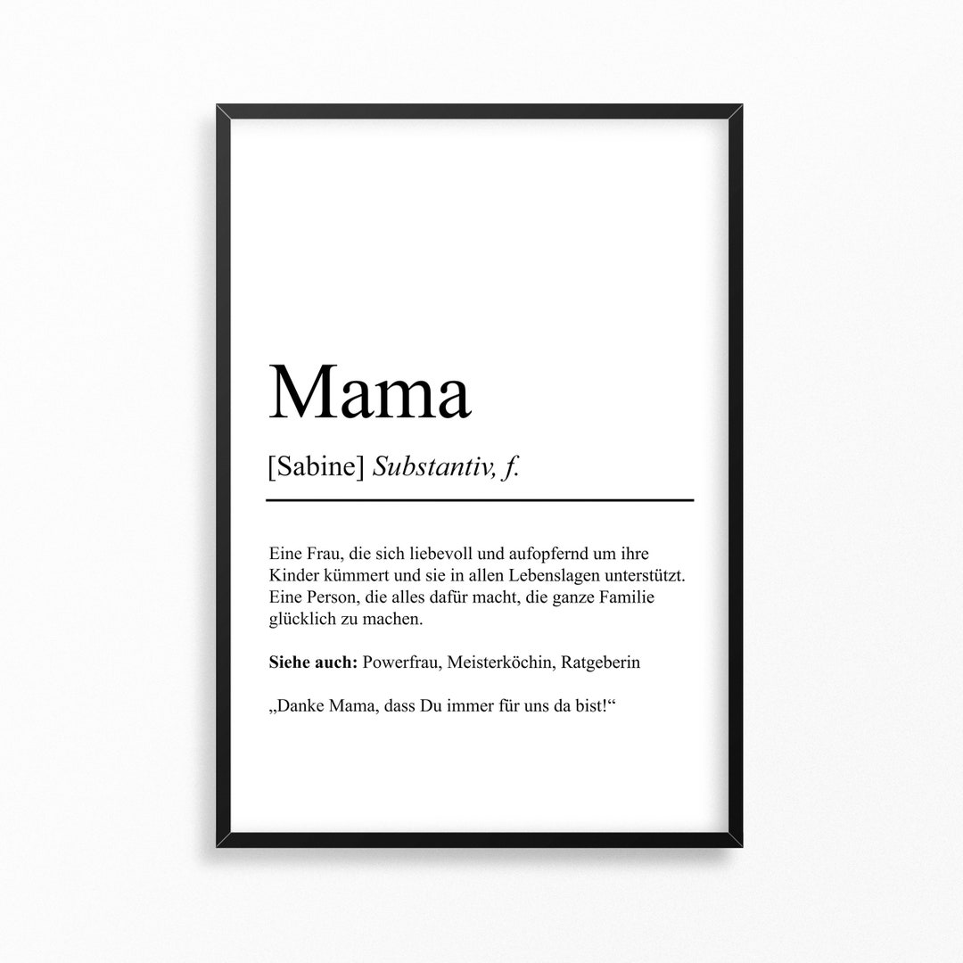 Mama Definition Poster Customizable With Name Mother Poster Gift Moving ...