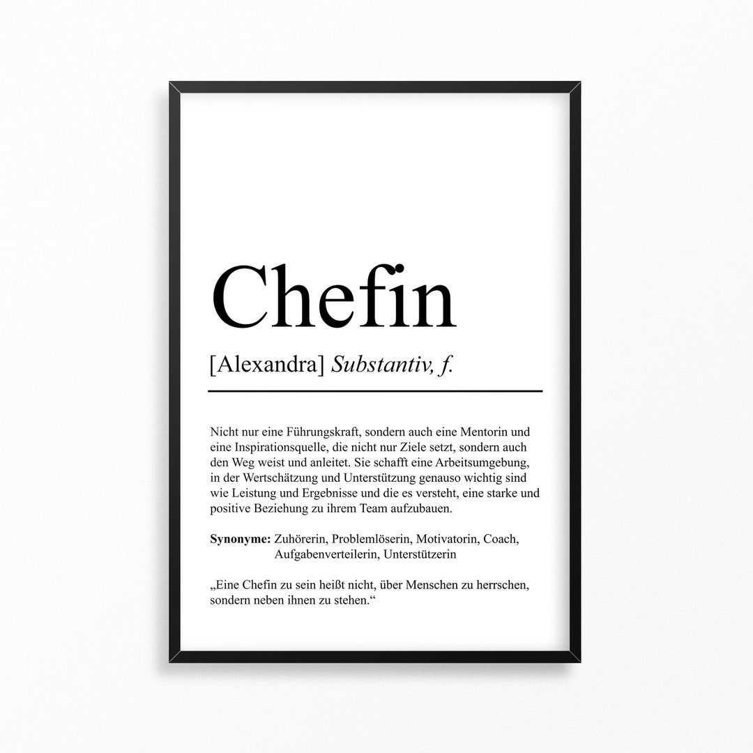 Chefin Definition Poster personalisierbar mit Namen Beruf Poster Chefin ...