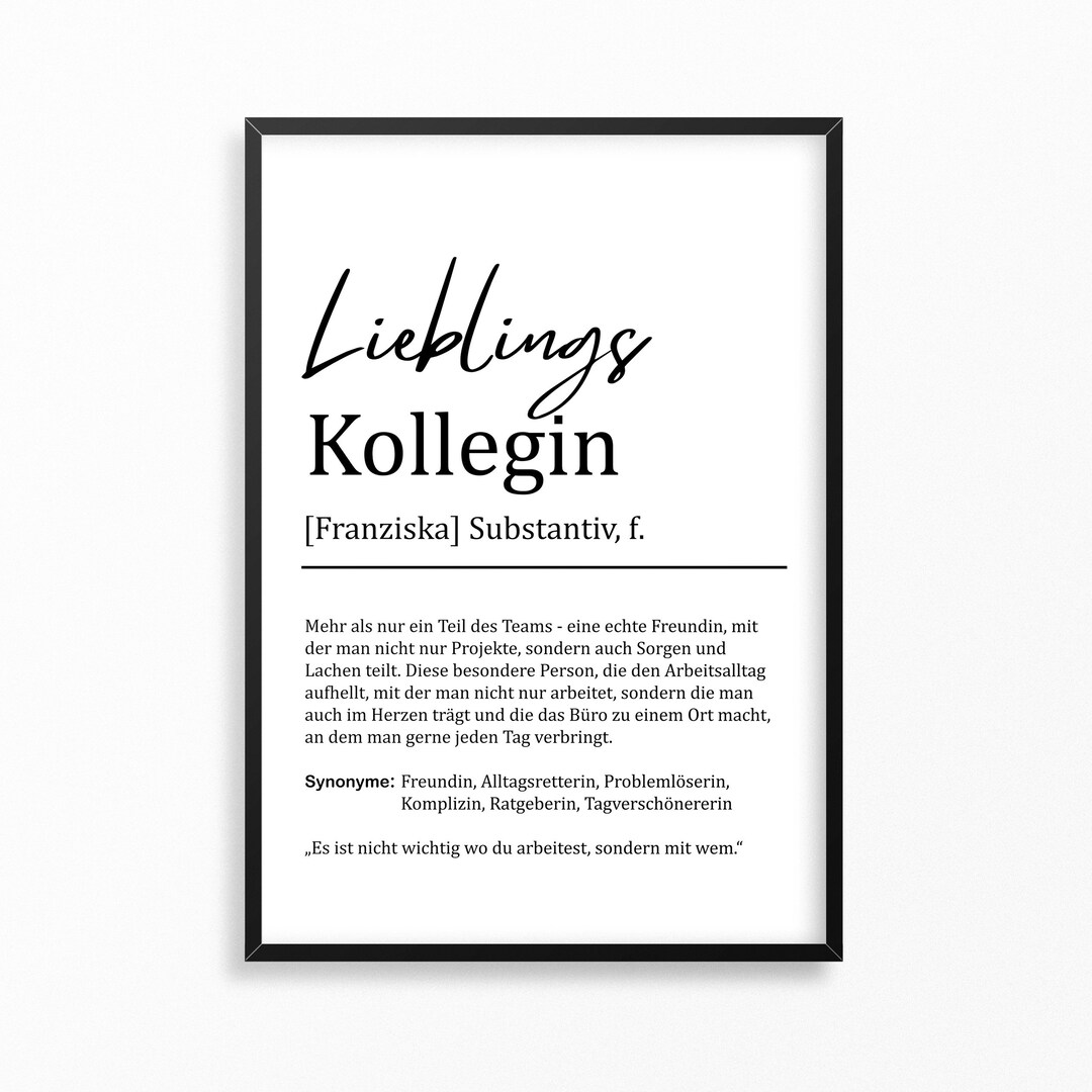 Favorite Colleague Definition Poster Can Be Personalized With Name ...