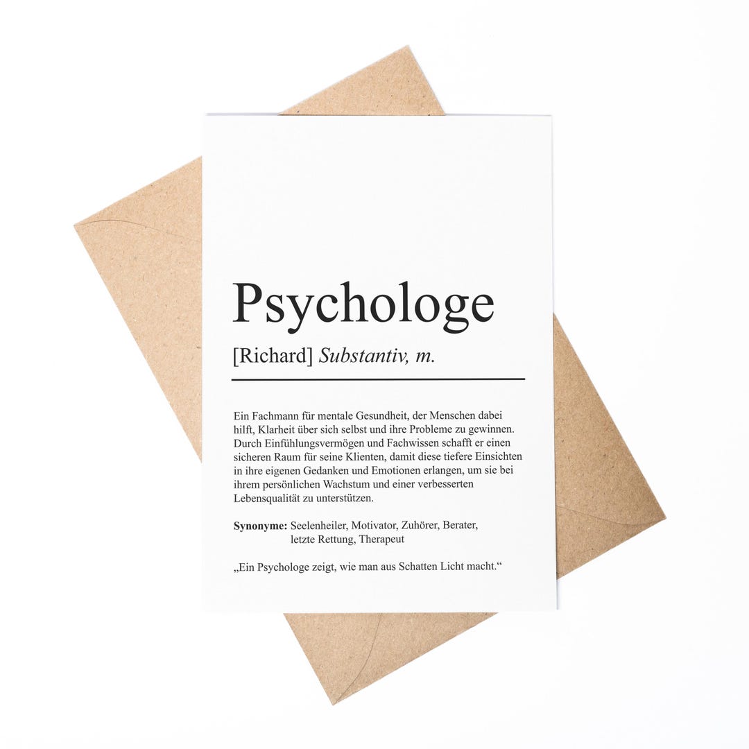 Psychologist Definition A6 Card Personalizable With Name Profession ...