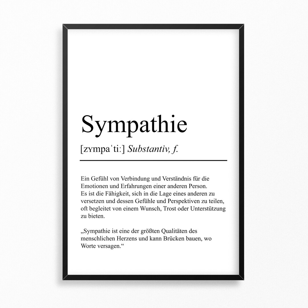 Sympathy Definition Poster Emotion Wall Decoration Gift for Her Moving ...