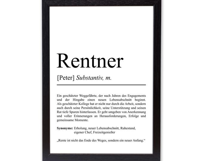 Personalisiertes Bild "Definition RUHESTAND" Geburtstag Bedanken ...