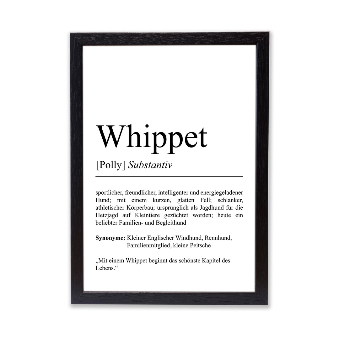 Whippet Definition Poster Personalisierbar Mit Name Hunde Rasse Poster ...