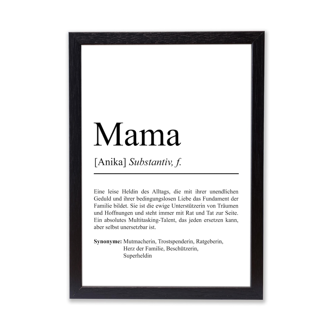 Mama Definition Poster personalisierbar mit Namen Poster Geschenk Mama ...