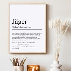 Jäger Definition Poster personalisierbar mit Namen Beruf Poster Jäger ...