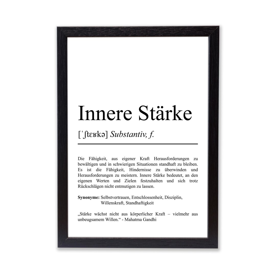 Inne Stärke Definition Poster Emotion Wanddeko Geschenk für Sie Umzug ...