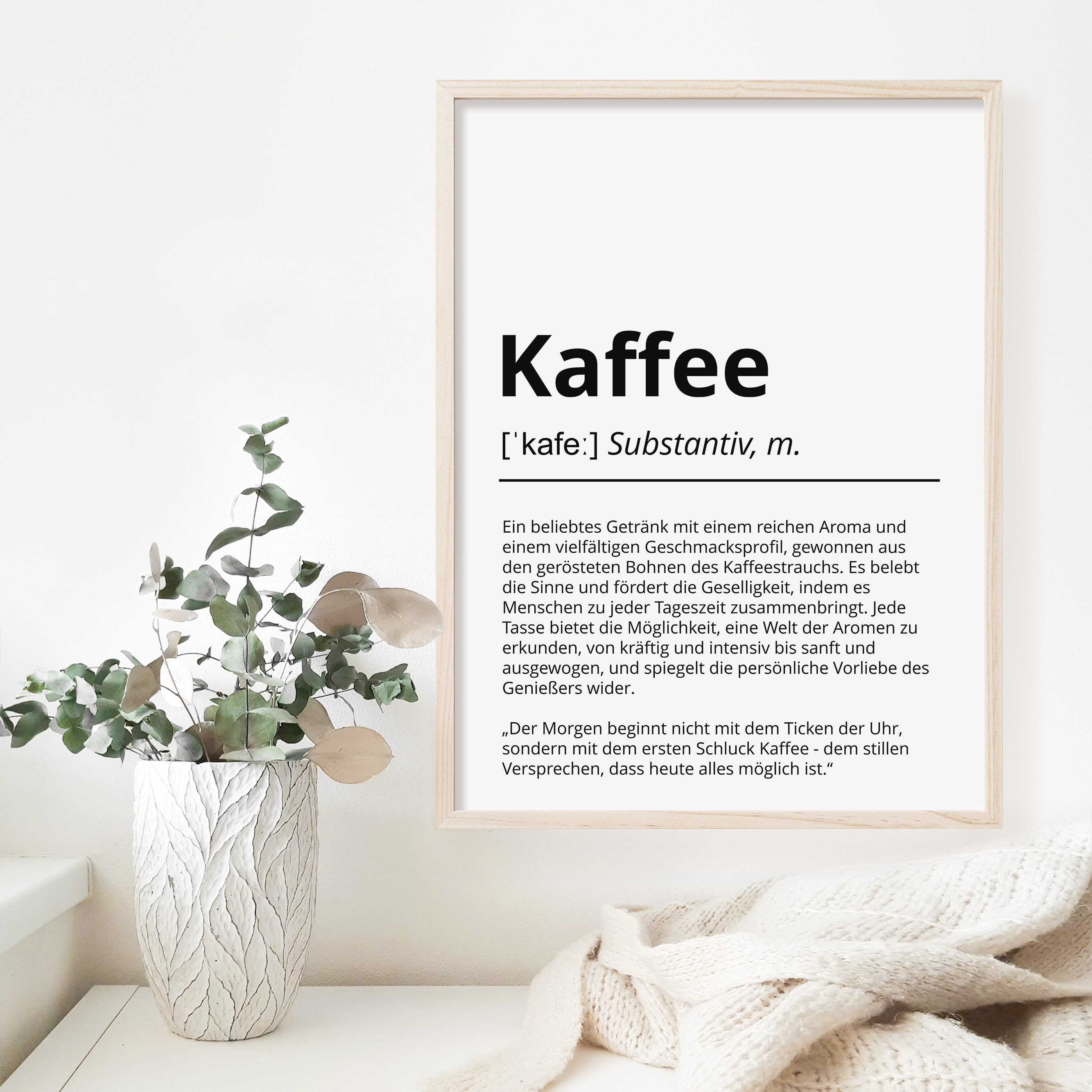Kaffee Definition Poster Esszimmer minimalistisch Wanddeko Geschenk für ...
