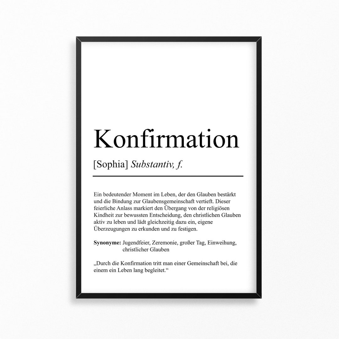 Confirmation Definition Poster Personalizable With Name Confirmation ...