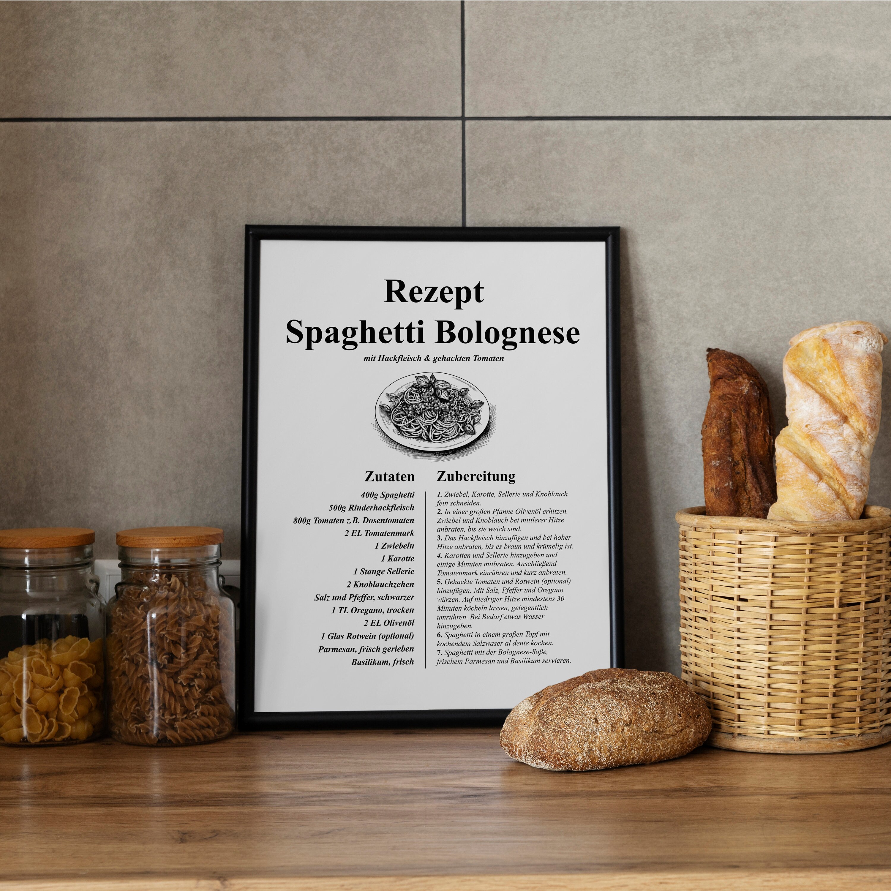 Spaghetti Bolognese Poster Recipe Poster Wall Art Poster Apartment Gift ...